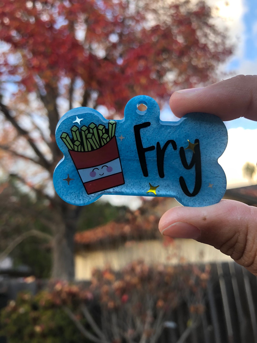 Fries Pet Tag Custom Dog Tags Resin Dog Tag Bone Shaped Tag - Etsy