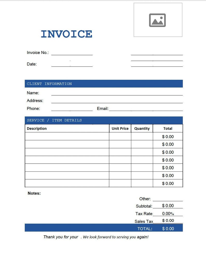 Invoice Template for Acrobat Readr - Etsy