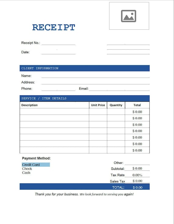 Receipt Template for Acrobat Reader | Etsy