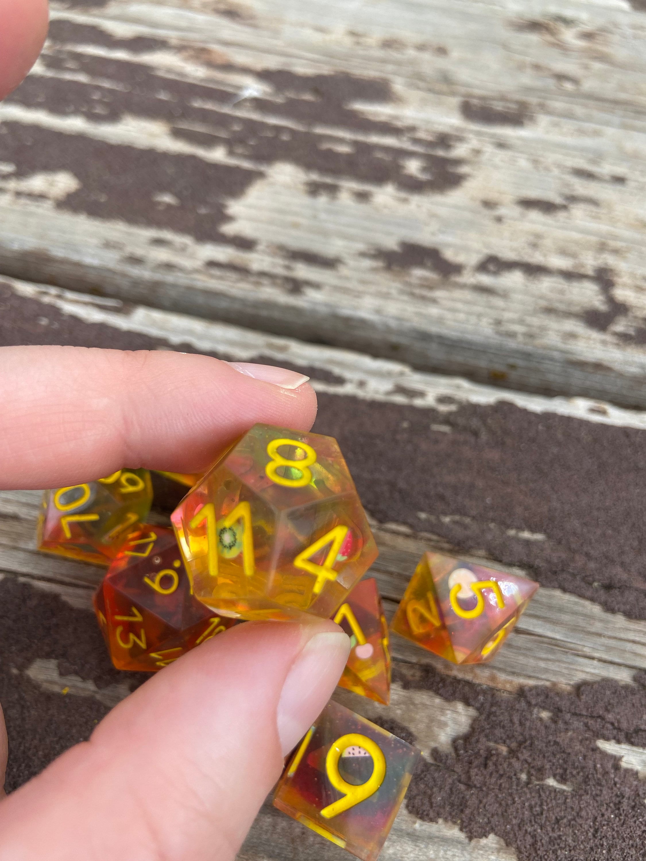 One in a Melon 9 Piece Fruit Dice Handmade DND Dice - Etsy