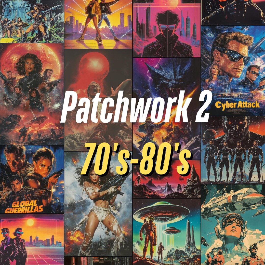 AI Patchwork 70s 80s Movie Posters With +200 Images. Pattern Retro ...