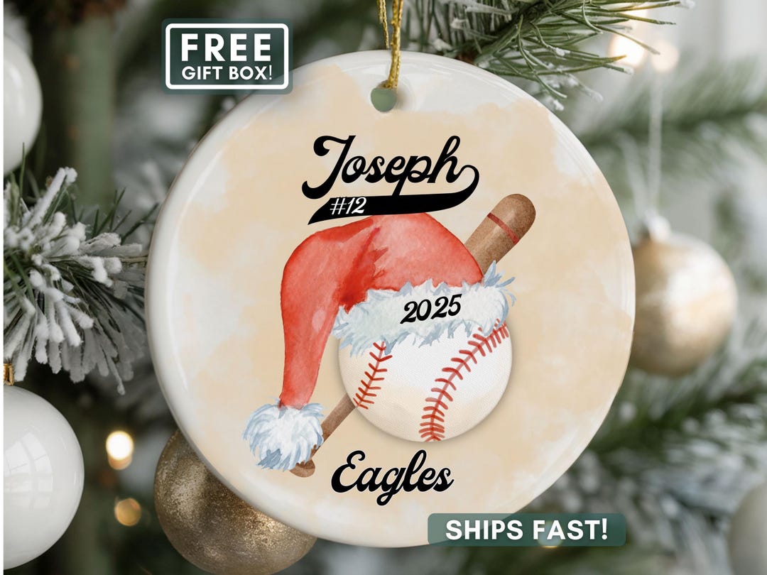Baseball Ornament, Custom Baseball Player Christmas Ornament ...