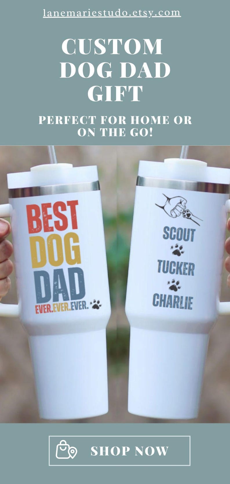 Custom Dog Dad 40oz Tumbler Personalized Best Dog Dad Ever Travel Cup ...