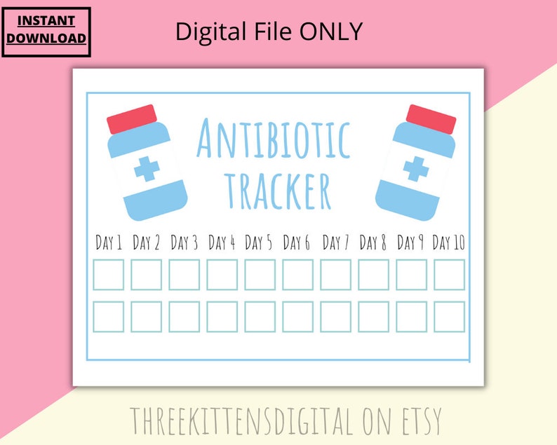 Antibiotic Tracker, Antibiotic Printable, Printable for Mom, Medicine ...