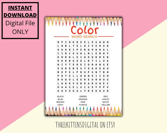 Summer Word Search for Kids Word Search Printable Color Word - Etsy