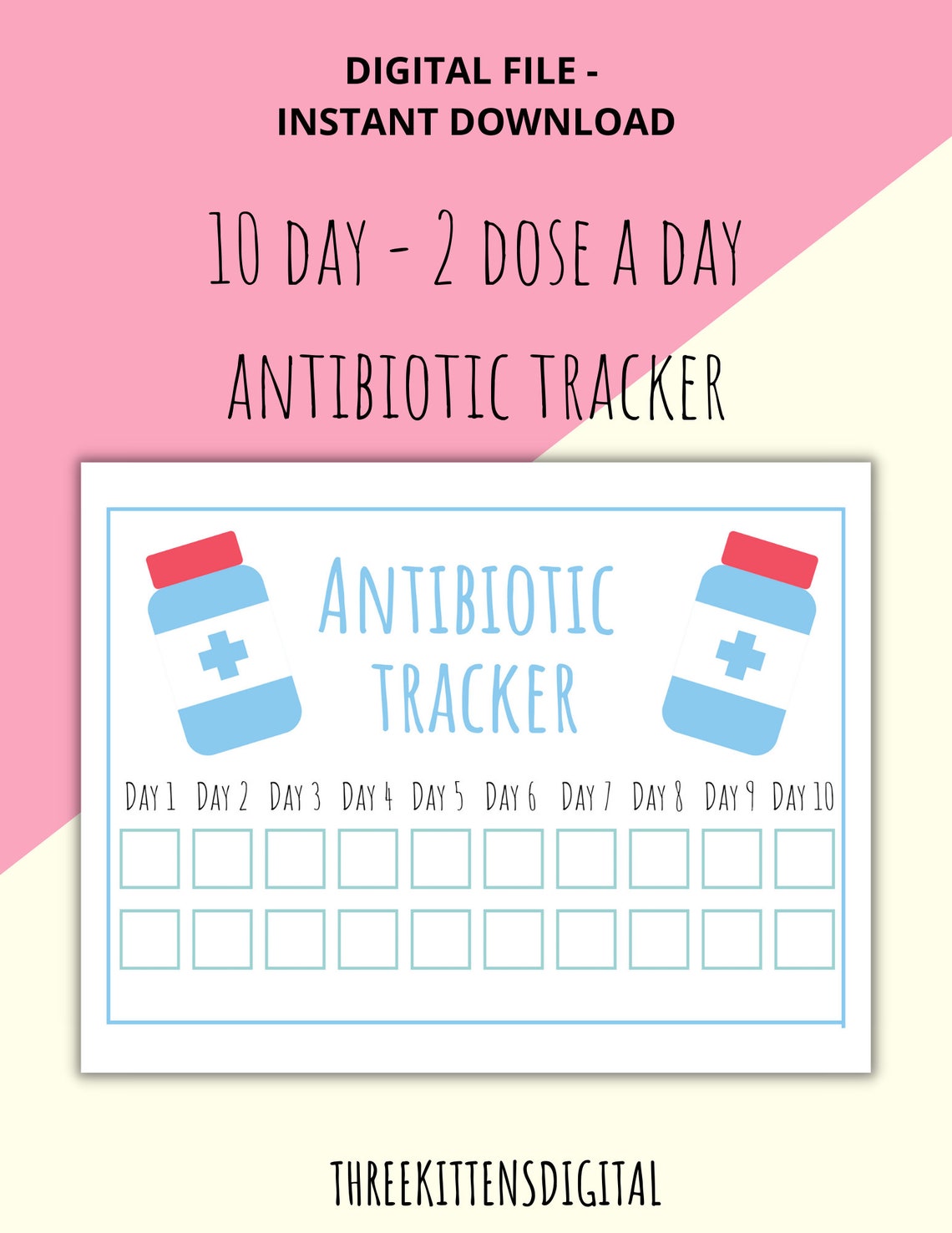 Antibiotic Tracker, Antibiotic Printable, Printable for Mom, Medicine ...