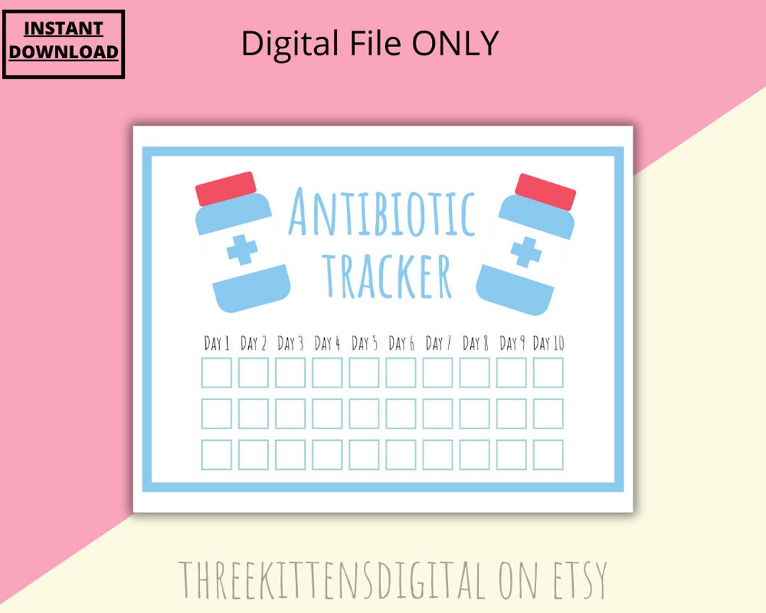 Antibiotic Tracker, Antibiotic Printable, Printable for Mom, Medicine ...