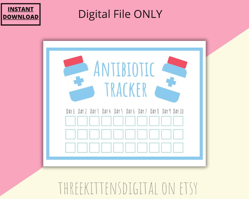 Antibiotic Tracker, Antibiotic Printable, Printable for Mom, Medicine ...