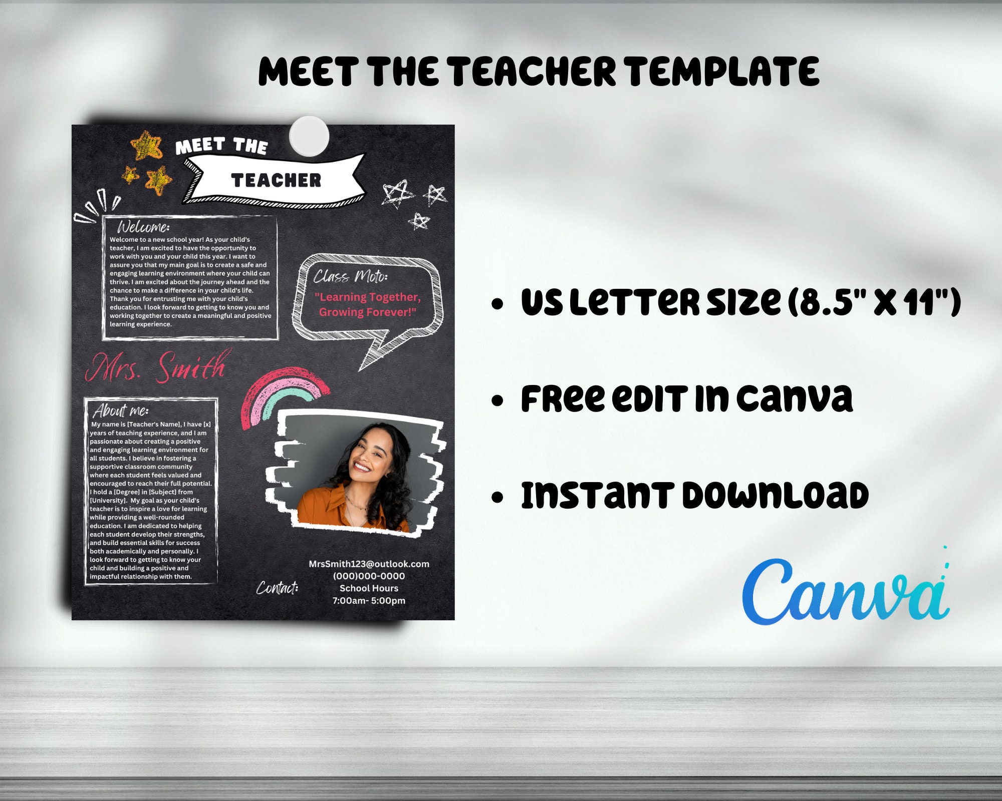 Editable Meet the Teacher Template, CHALKBOARD Theme - Etsy
