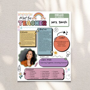 Editable Meet the Teacher Template, Rainbow Theme - Etsy