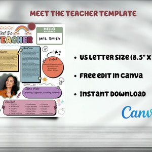Editable Meet the Teacher Template, Rainbow Theme - Etsy