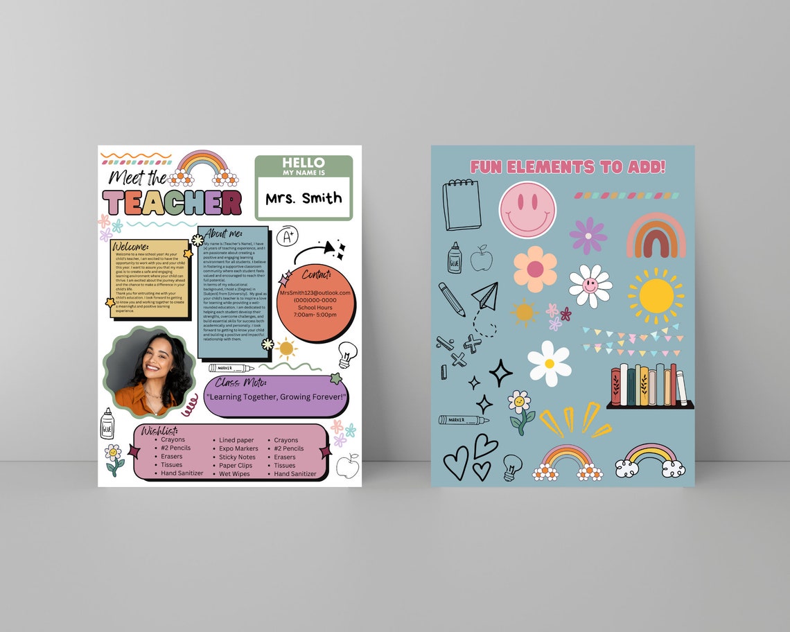 Editable Meet the Teacher Template, Rainbow Theme - Etsy