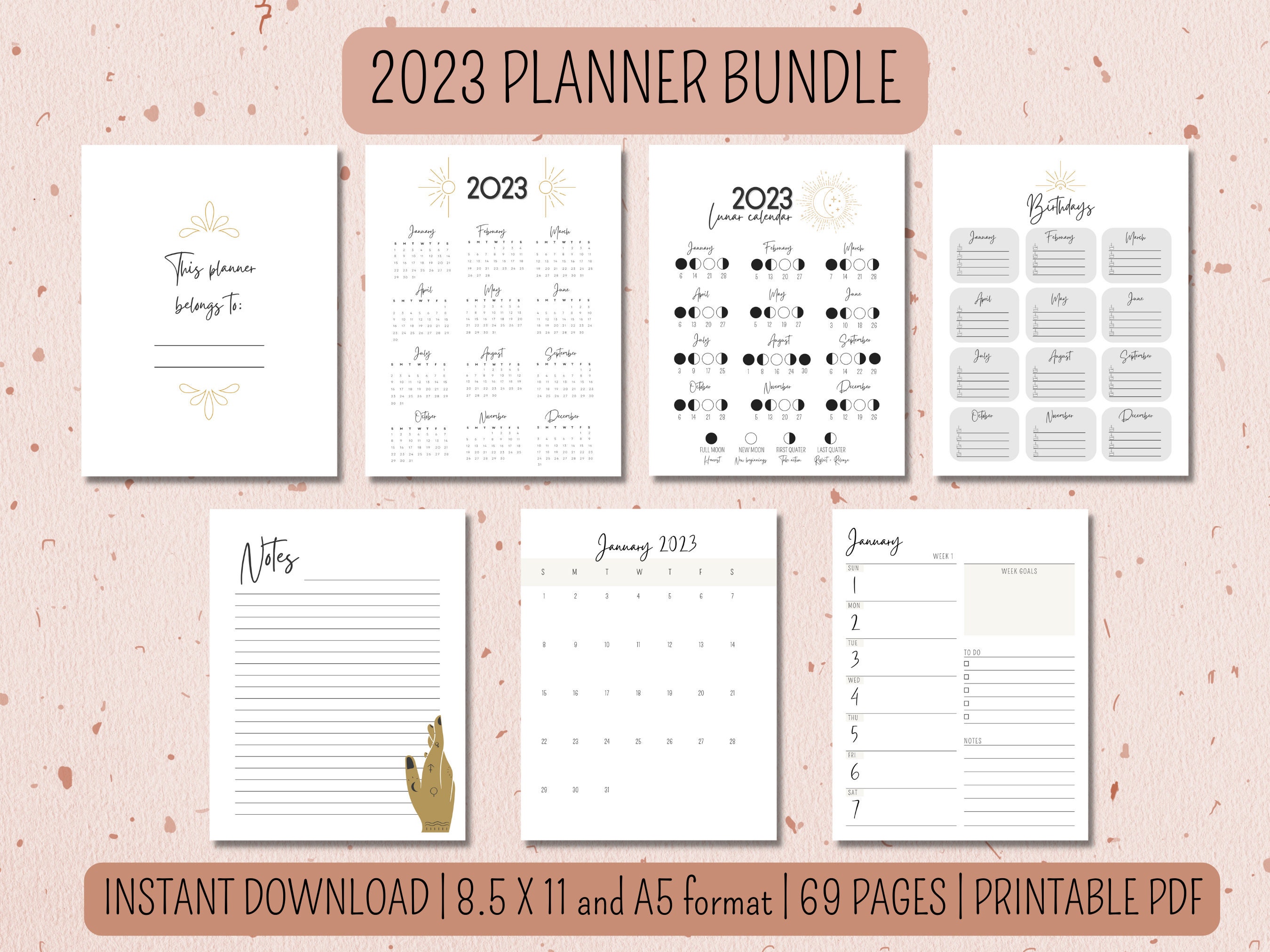 2023 Printable Planner Bundle Instant-download Year - Etsy