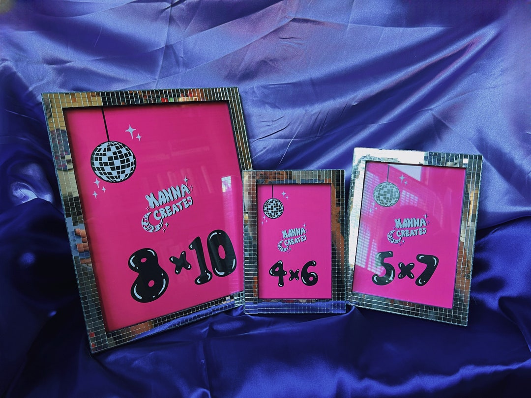 Silver Disco Ball Picture Frame, Silver Disco Ball Mirror Tiled Frame ...