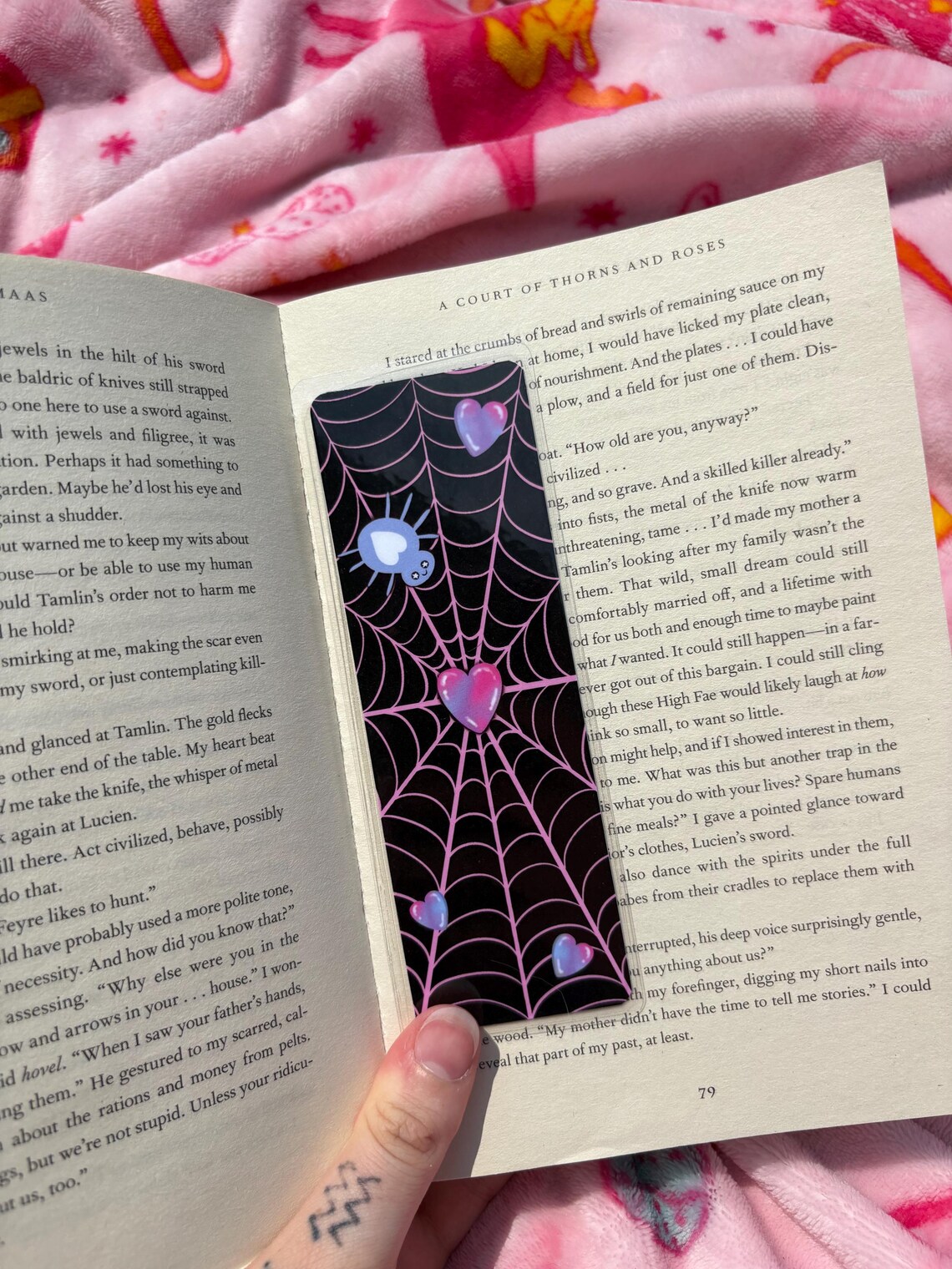 Kawaii Spider Pink and Black Laminated Bookmark - Hand Drawn & Handmade ...