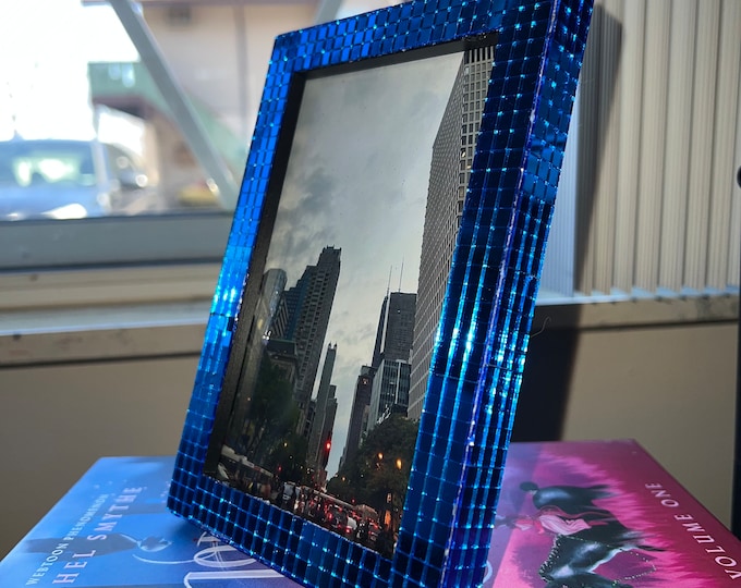 Blue Disco Ball Picture Frame, Blue Disco Ball Mirror Tiled Frame ...