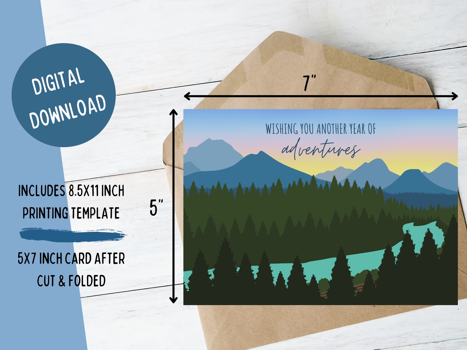 Printable 5x7 Adventure Card for Her and Him, Birthday, Anniversary ...