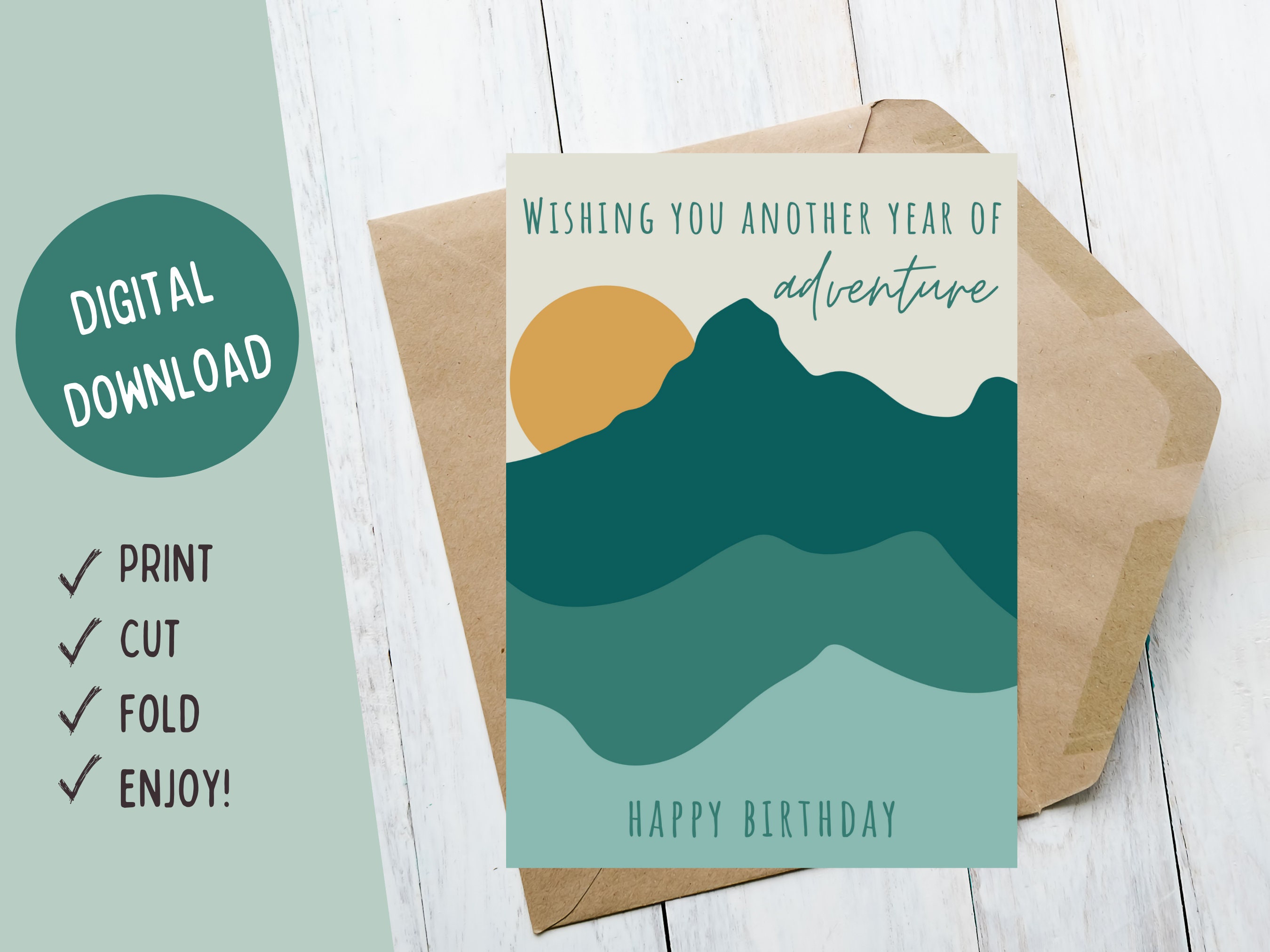 Personalized Printable 5x7 Mountain Card, All Occasions Card, Blank ...