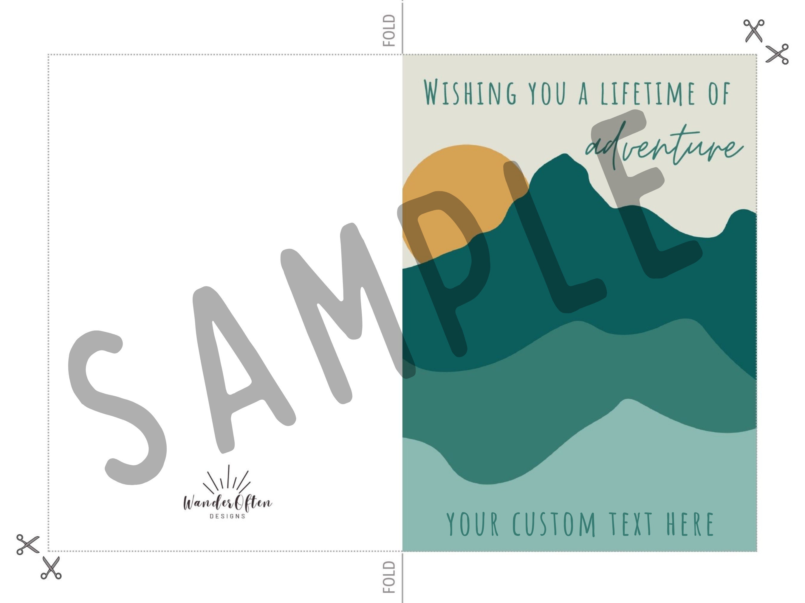 Personalized Printable 5x7 Mountain Card, All Occasions Card, Blank ...