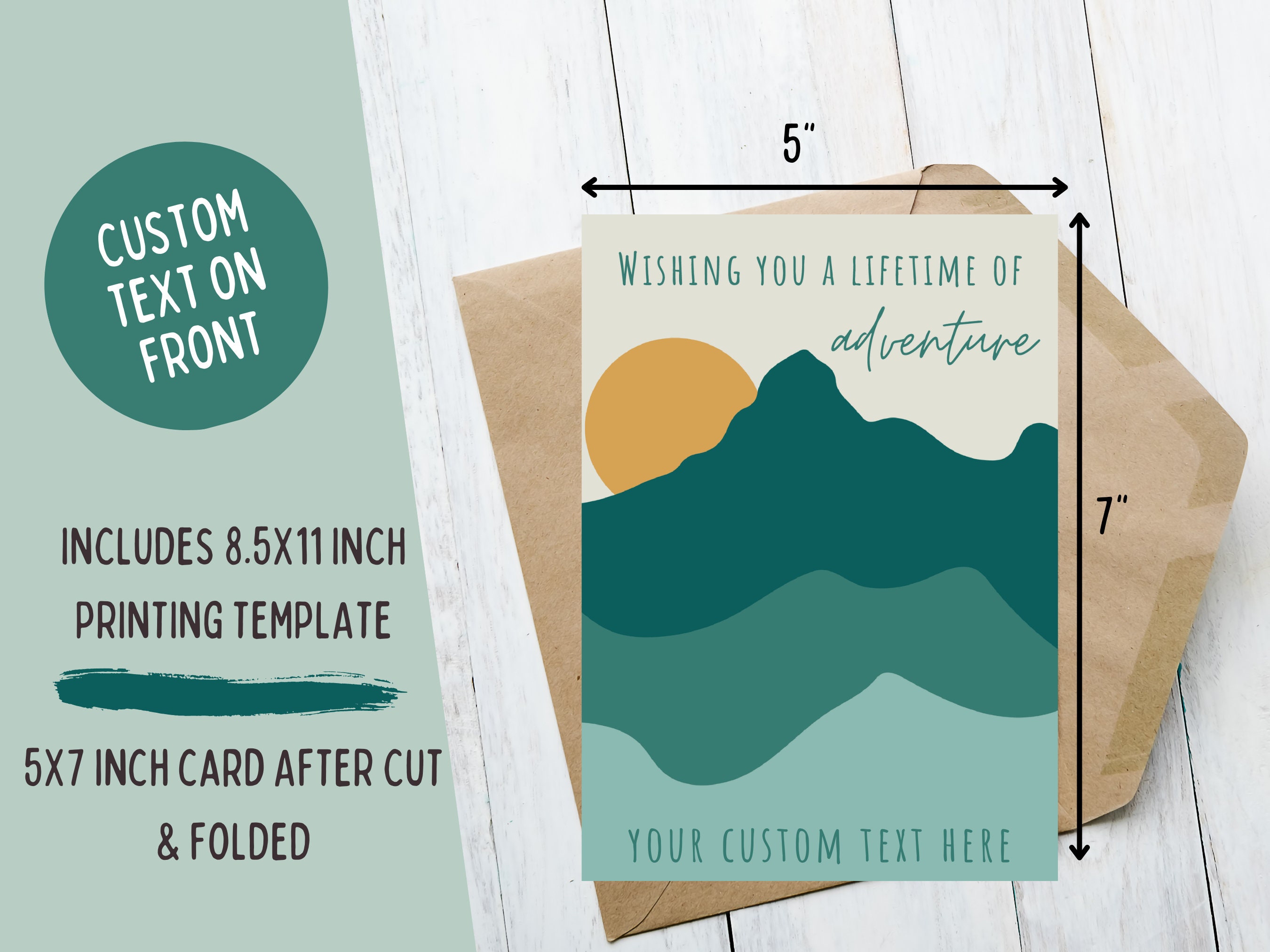 Personalized Printable 5x7 Mountain Card, All Occasions Card, Blank ...