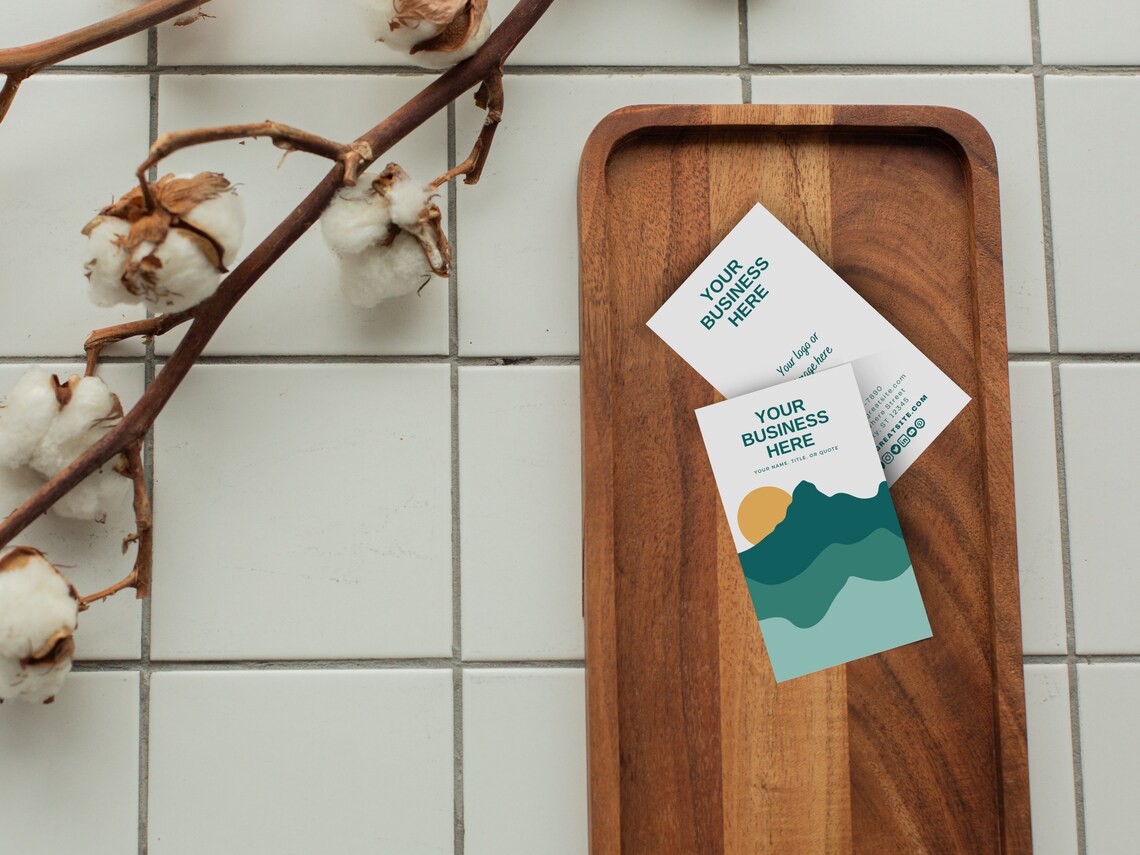 Business Card Template, Editable Canva Template, Mountain Business Card ...