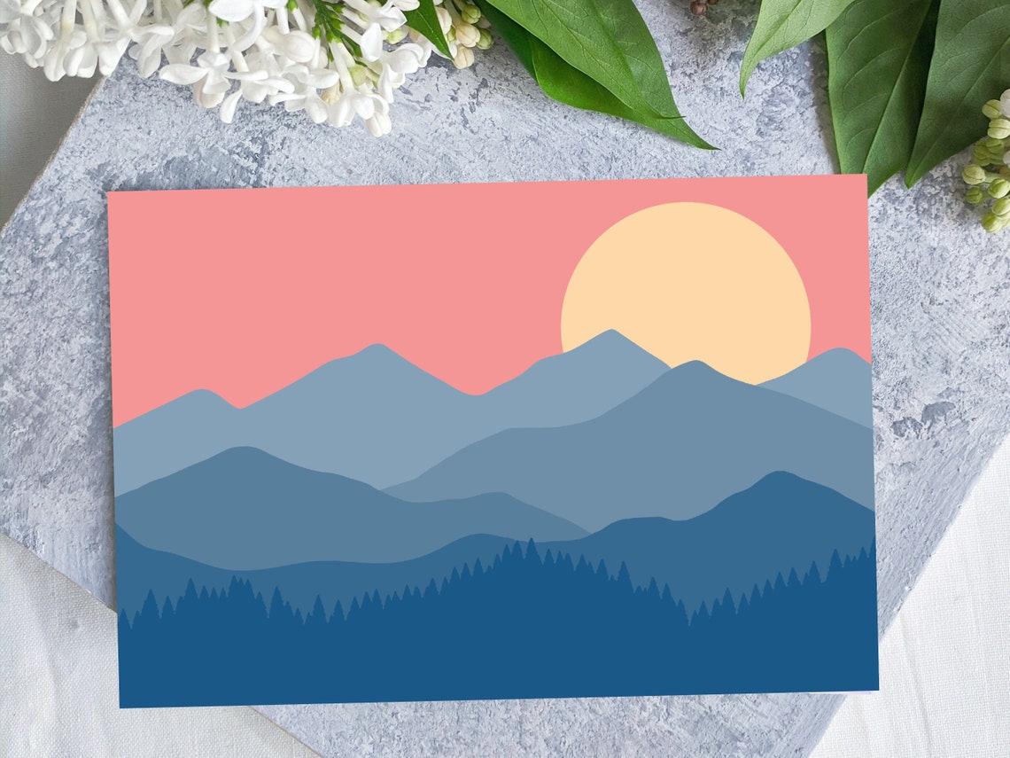 Printable Blank Mountain Card, All Occasions Card, Blank Printable Card ...