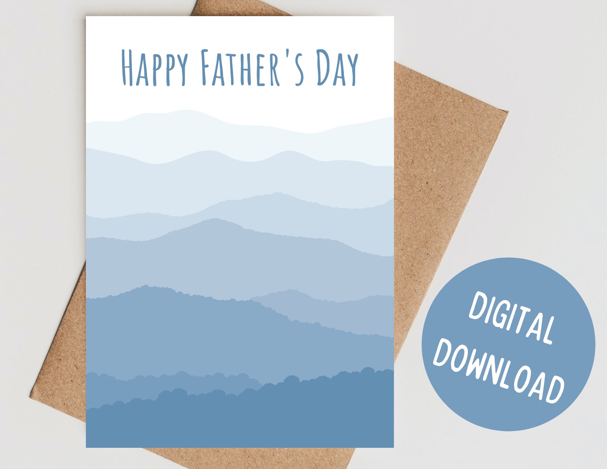 Printable Father's Day Card, Blue Ridge Mountain Card, Card for Dad ...