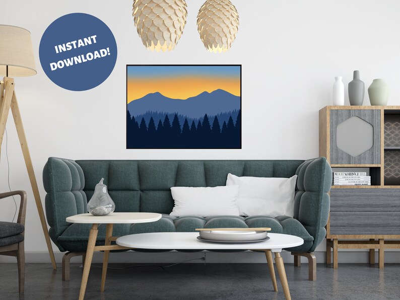 Minimalist Three Sisters Sunset Wall Art Bend Oregon Poster - Etsy