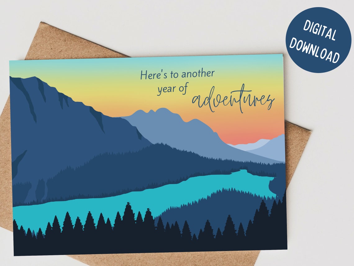 Printable Another Year of Adventures 5x7 Card, Birthday Card ...