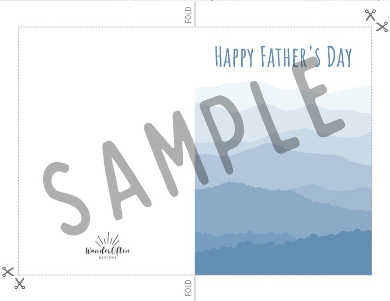 Printable Father's Day Card, Blue Ridge Mountain Card, Card for Dad ...