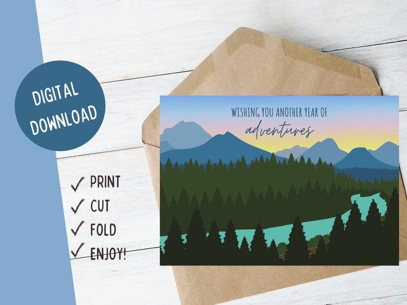 Printable 5x7 Adventure Card for Her and Him, Birthday, Anniversary ...