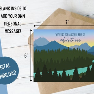 Printable 5x7 Adventure Card for Her and Him, Birthday, Anniversary ...