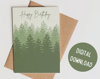 Pine Tree Card Printable - Etsy
