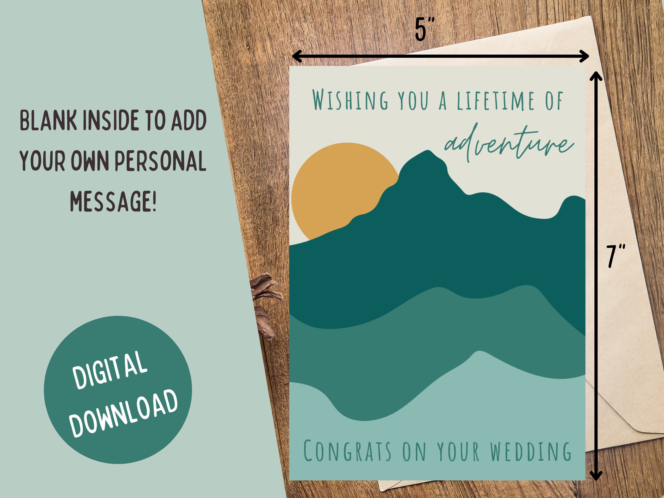 Personalized Printable 5x7 Mountain Card, All Occasions Card, Blank ...
