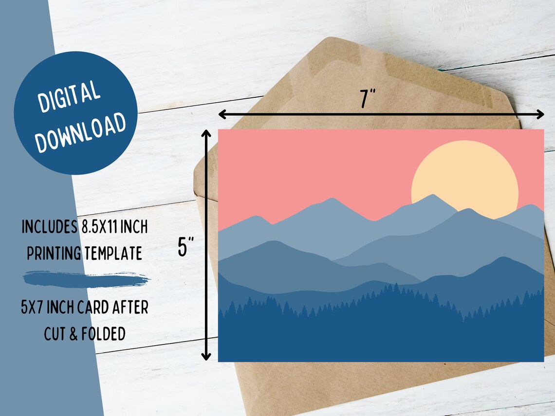 Printable Blank Mountain Card, All Occasions Card, Blank Printable Card ...