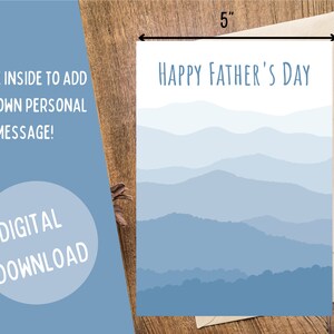 Printable Father's Day Card, Blue Ridge Mountain Card, Card for Dad ...