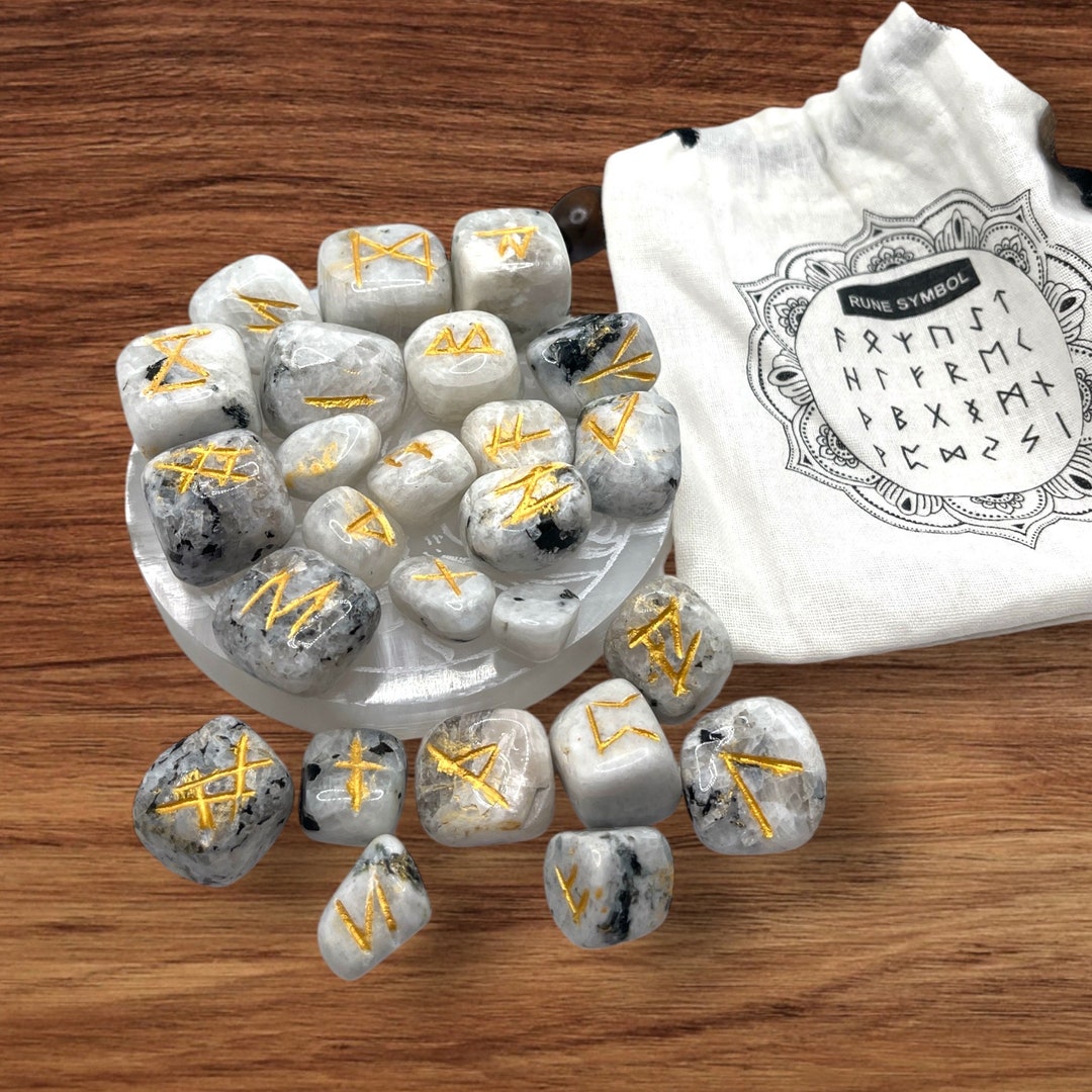 Rainbow Moonstone Viking Rune Set - Etsy