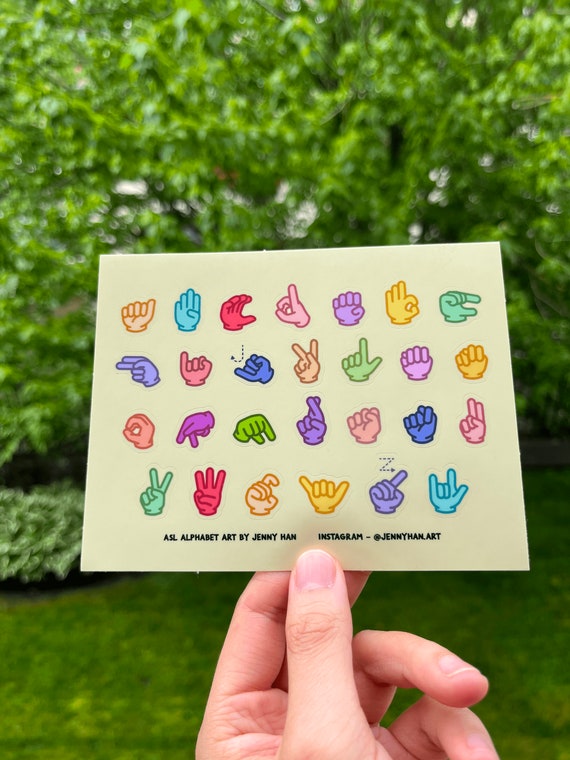 Colourful ASL Alphabet Sticker Sheet - Etsy