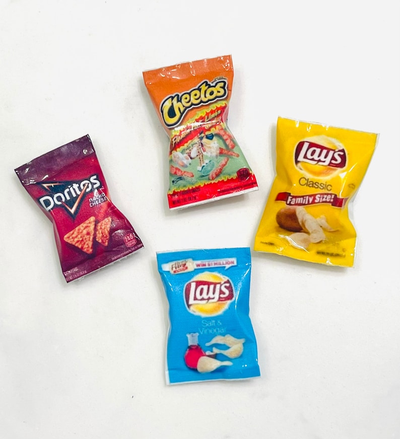 Miniature Chip Bags , Dollhouse Snack Pieces, Miniature Chips Bag - Etsy