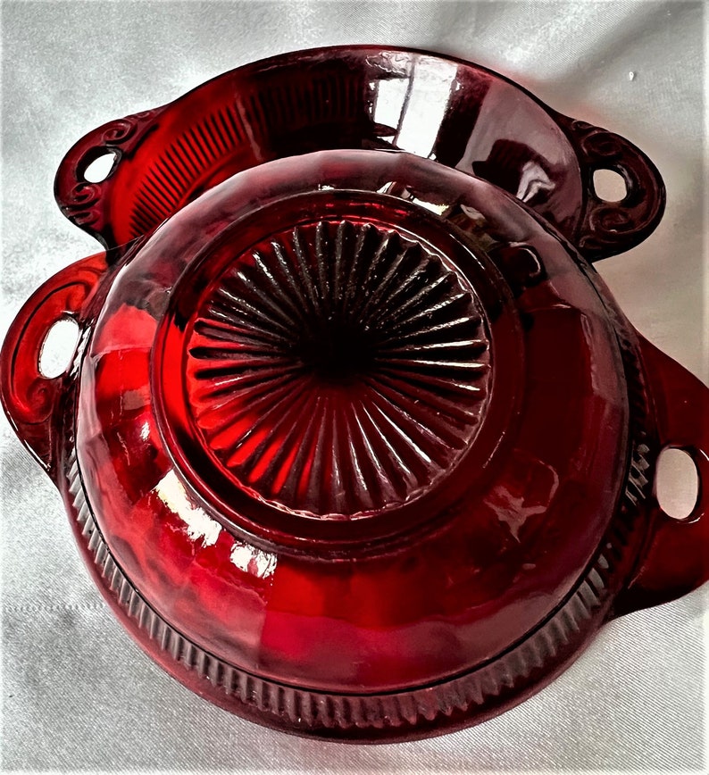 Vintage Ruby Red Bowls With Handles - Etsy