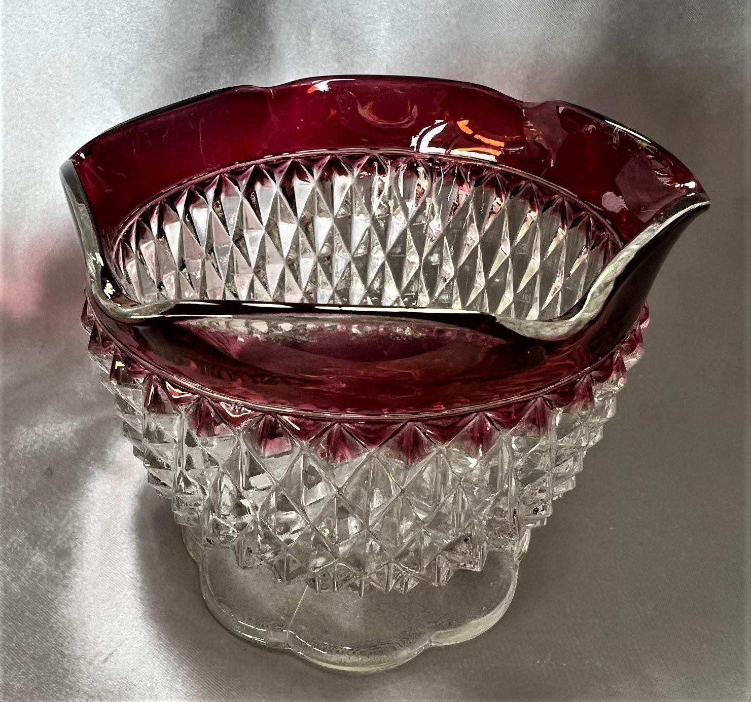 Vintage Indiana Glass Diamond Point Ruby Flash Band AS IS - Etsy