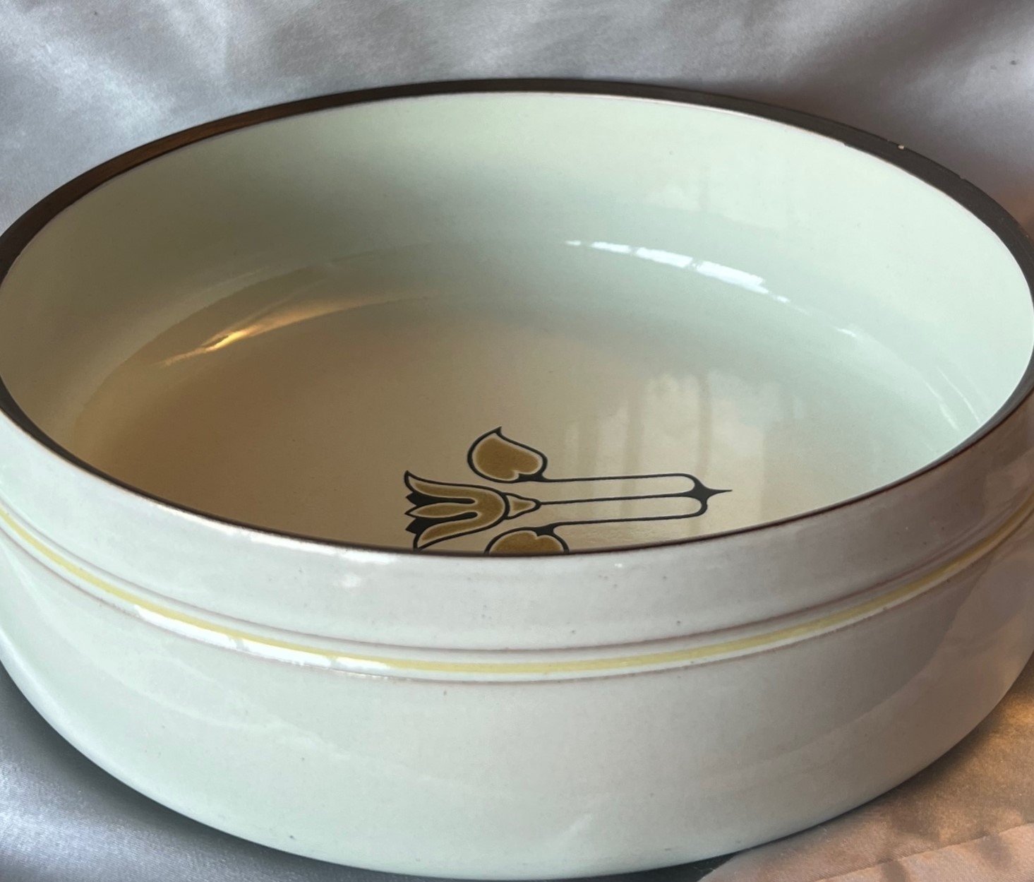 Vintage 1970s Denby Serving Bowl. Has Kimberly Mustard Yellow Flower ...