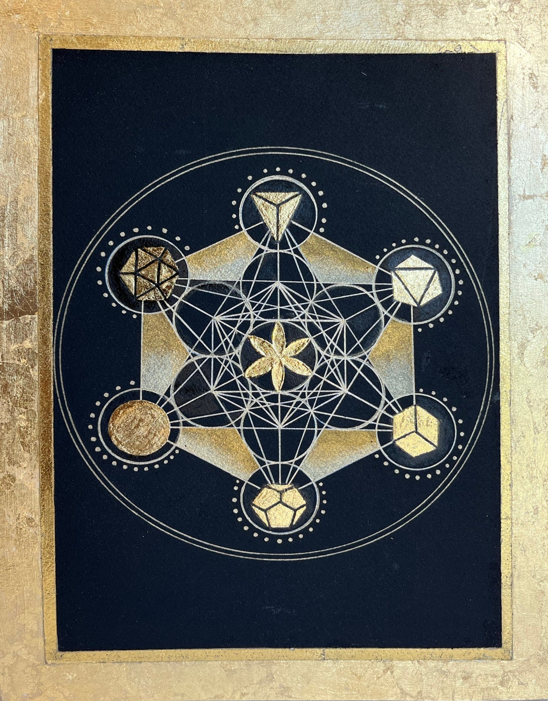 Metatron's Gold Metatron's Cube Handcrafted in Gold Leaf, Shimmering ...