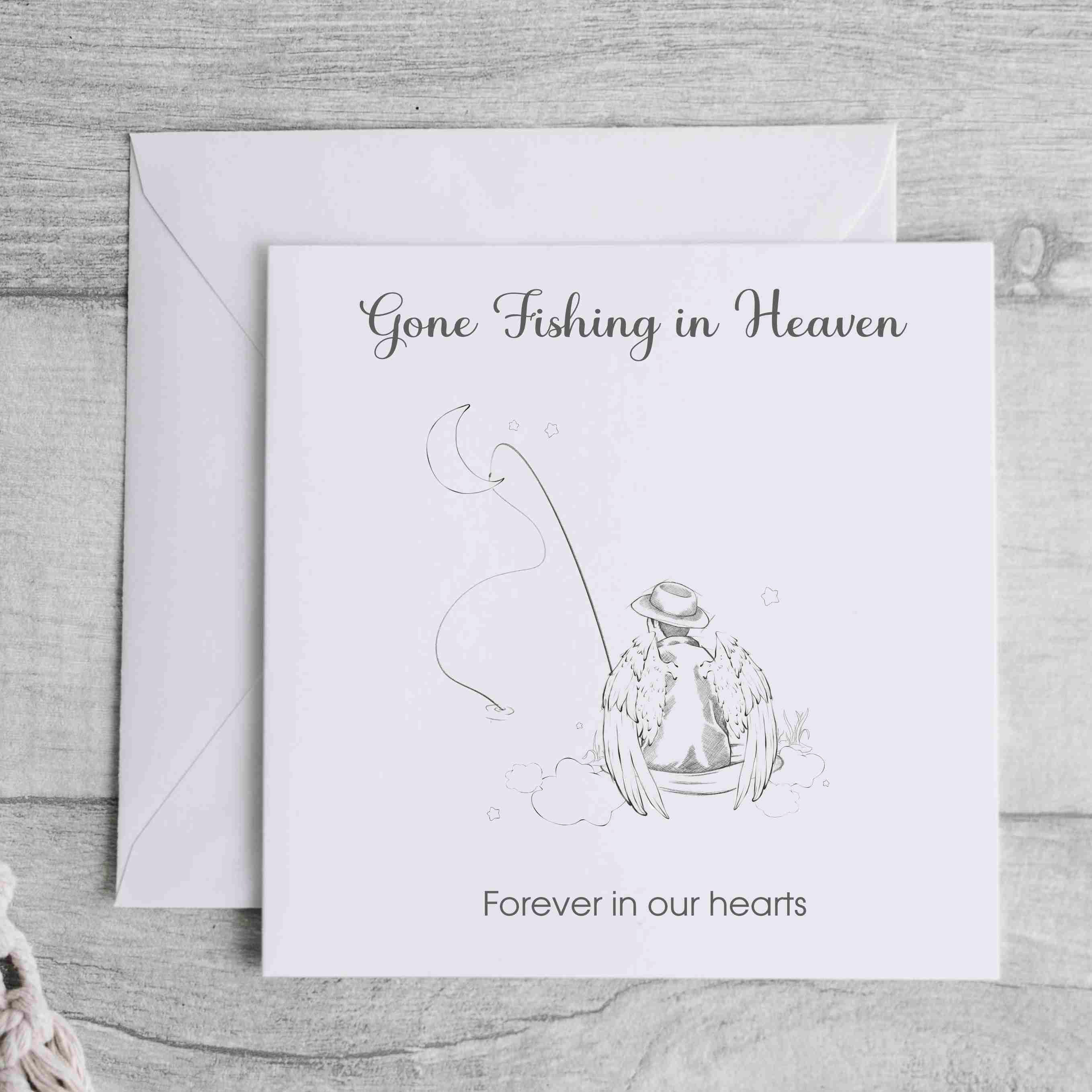 Gone Fishing in Heaven Condolence Card, Sympathy Card for Dad, Grandad ...