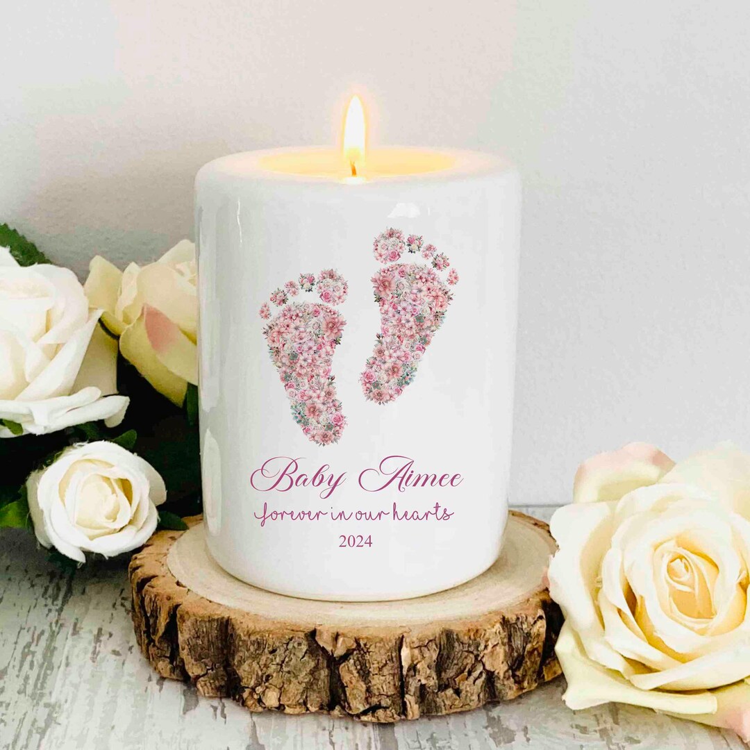 Personalised Pink Floral Baby Loss Foot Print, Miscarriage, Baby Loss ...
