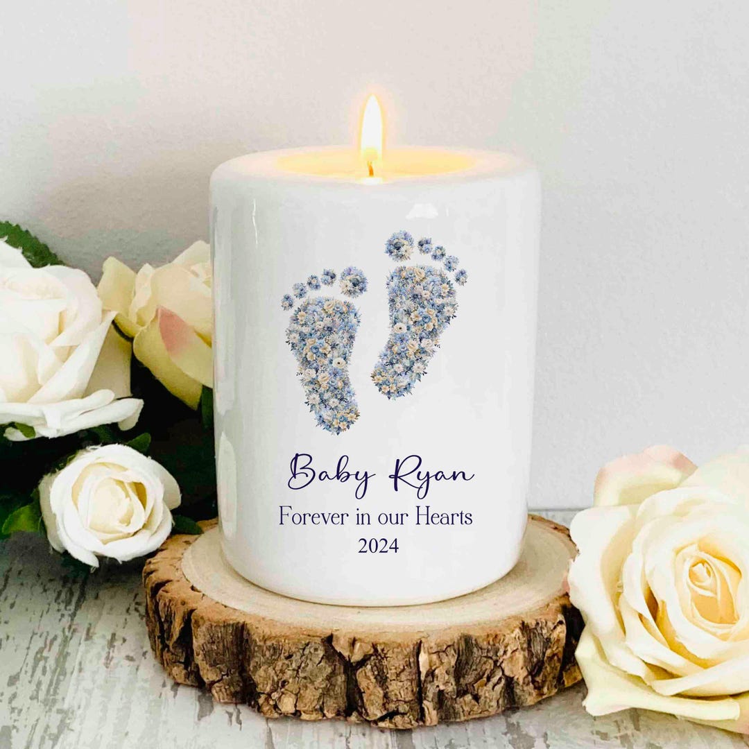 Personalised Forget Me Not Baby Loss Foot Print (blue), Miscarriage ...