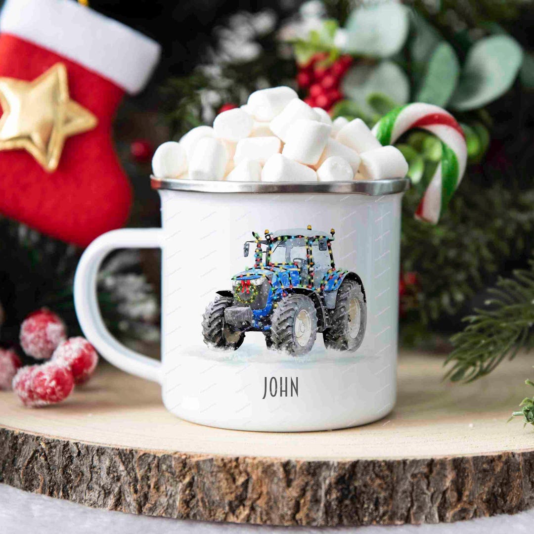 Personalised Kids and Adults Christmas Themed Light up Tractor - Enamel ...