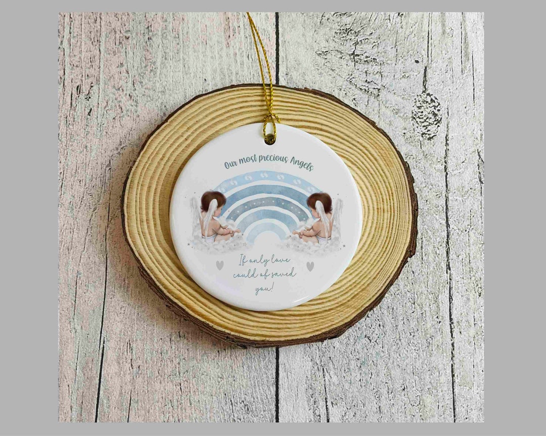 Twin Agatha Angel Baby Boy Ceramic Hanging Ornament-miscarriage or ...