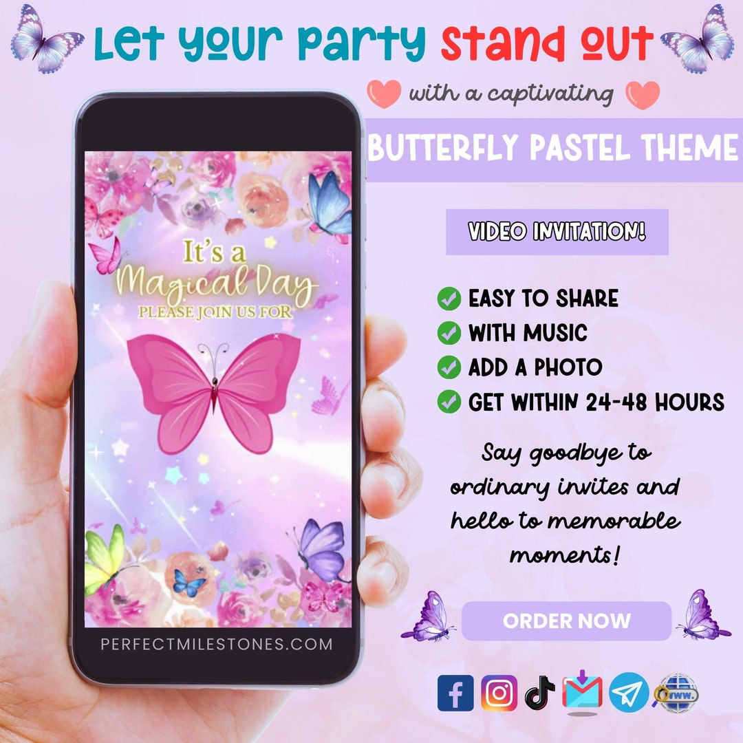 Butterfly Theme Video Invitation | Butterfly Theme | Butterfly ...