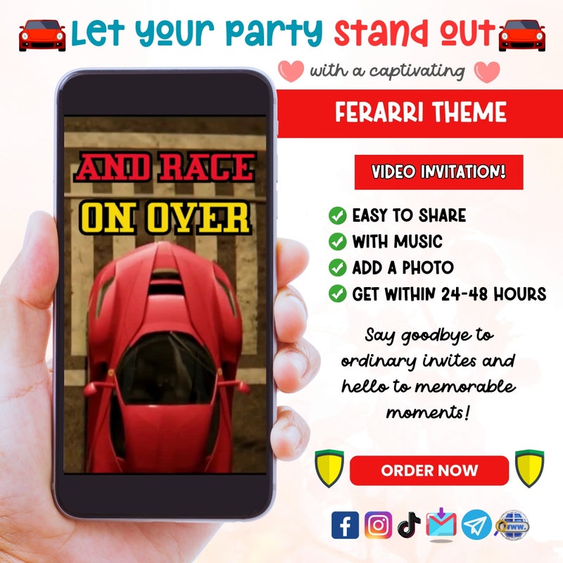 Ferrari Invitation - Etsy